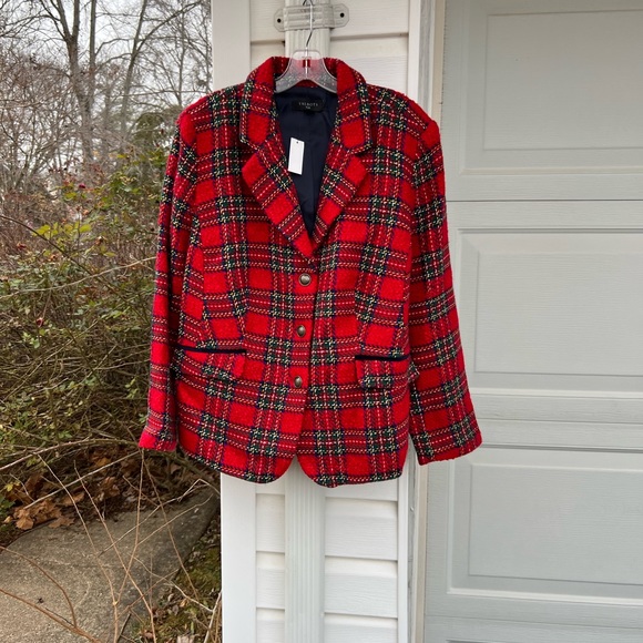 Talbots | Jackets & Coats | Nwt Talbots Gorgeous Red Multicolored Plaid ...